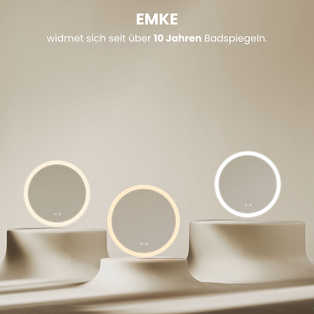EMKE Smart Badspiegel Rund - Touch Dimmbar - Antibeschlag - 60 x 60 cm ...