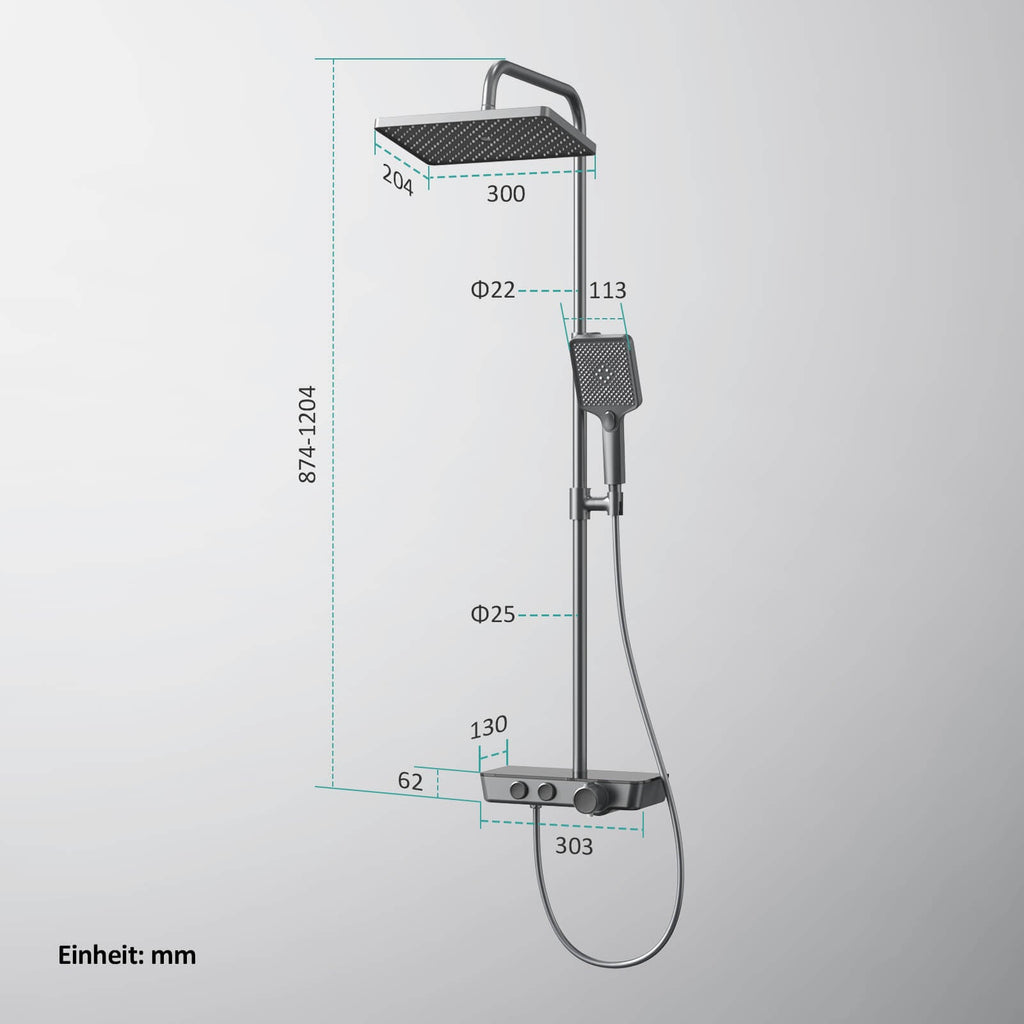Duschsystem Mit Thermostatbatterie Chromanthrazit Matt Emkede