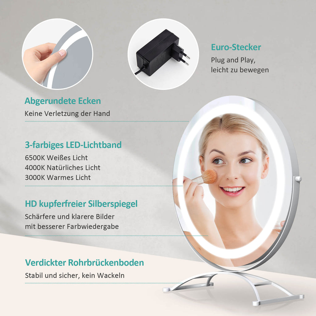 Kosmetikspiegel „CM07“ mit Beleuchtung, 3 Lichtfarben，Dimmer, Memory ...